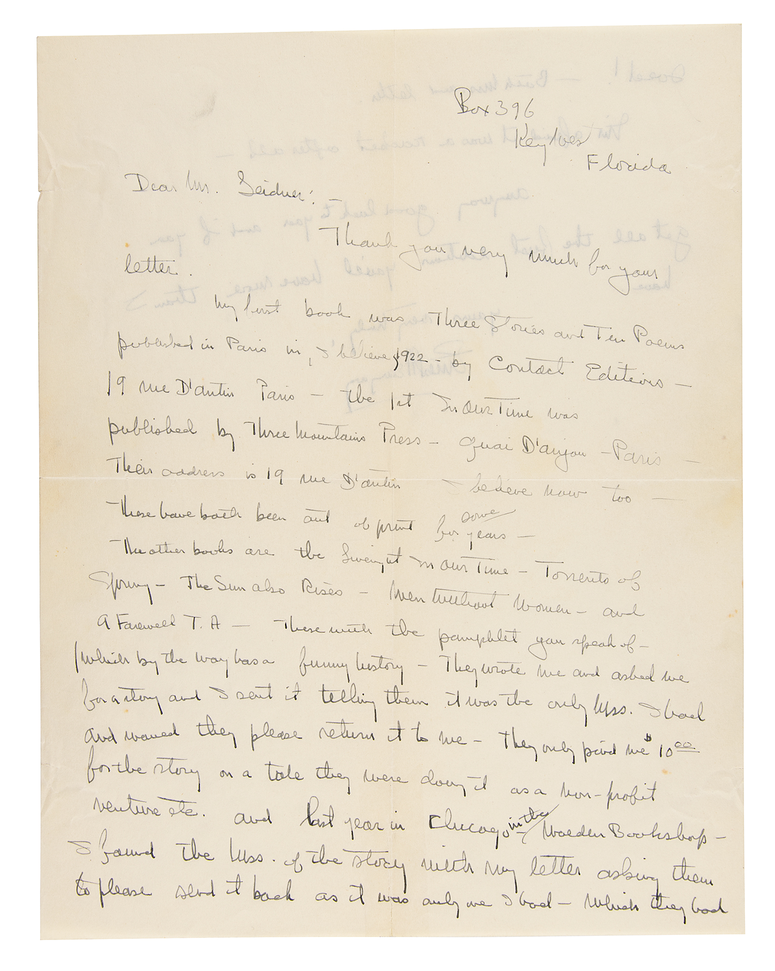 Sell Ernest Hemingway Letters, Photographs, Books at RR Auction